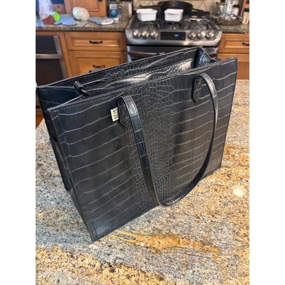 BEIS | Bags | Beis Black Croc Embossed Mini Tote Bag Shopper Shoulder ...